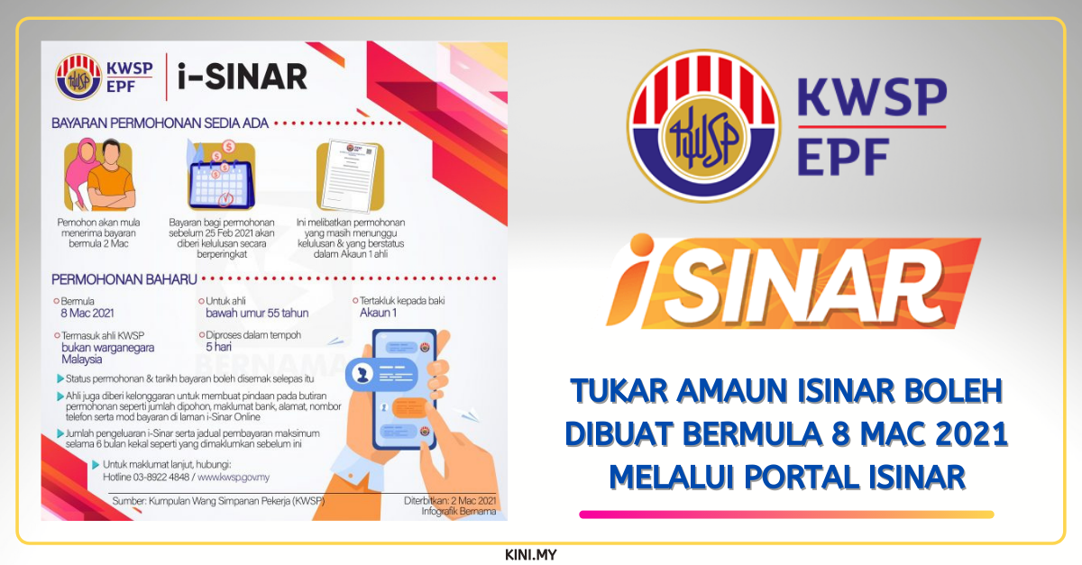 Tukar Amaun iSinar Boleh Dibuat Bermula 8 Mac 2021 Melalui Portal iSinar